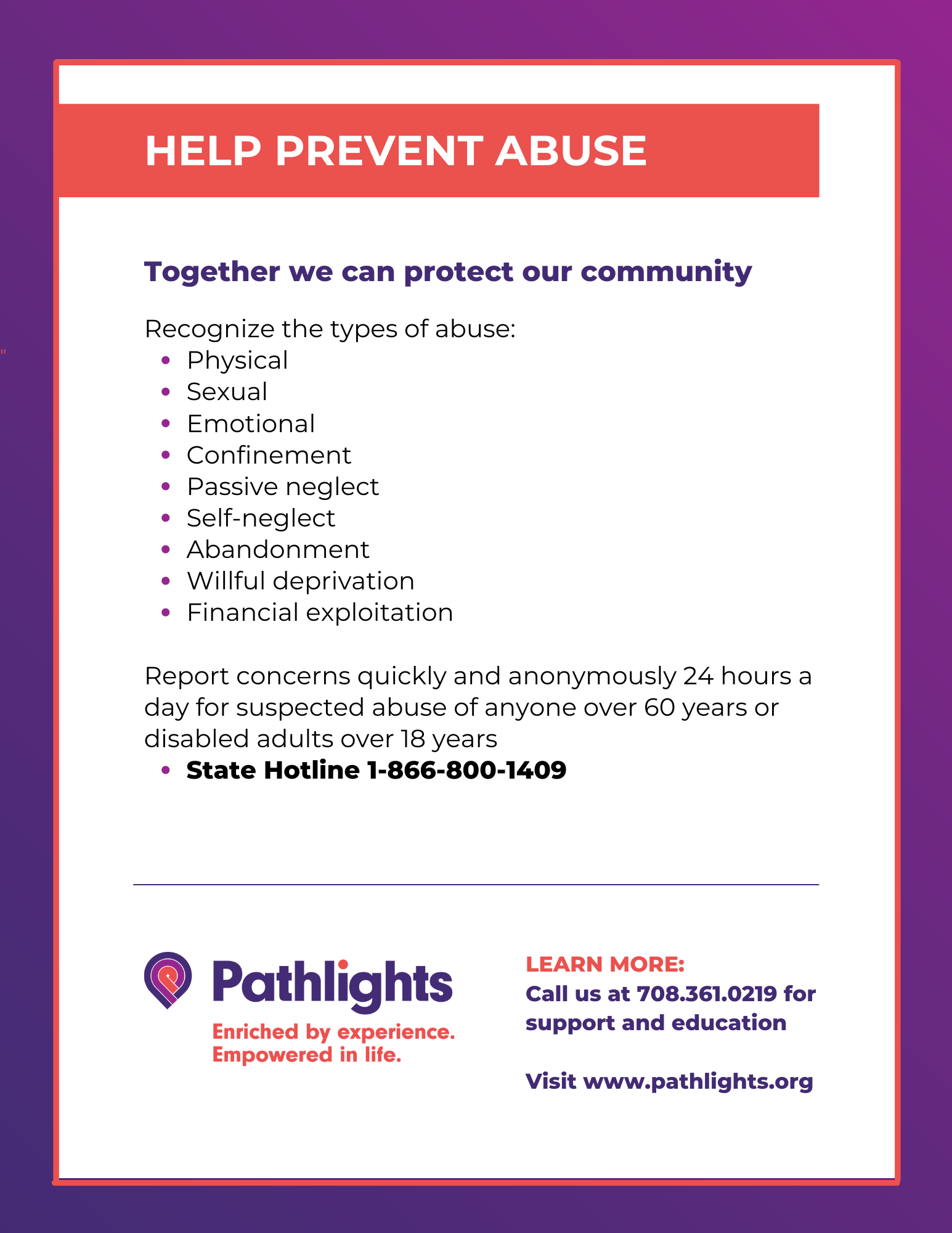Preventing Abuse in Our Community - Pathlights